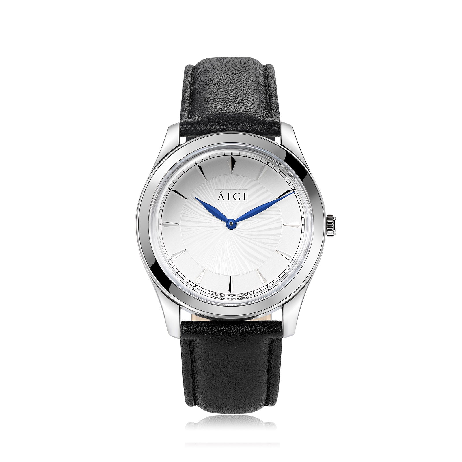 Glacier 38MM Men's Dress Watch | Black Leather Strap | Swiss Movement