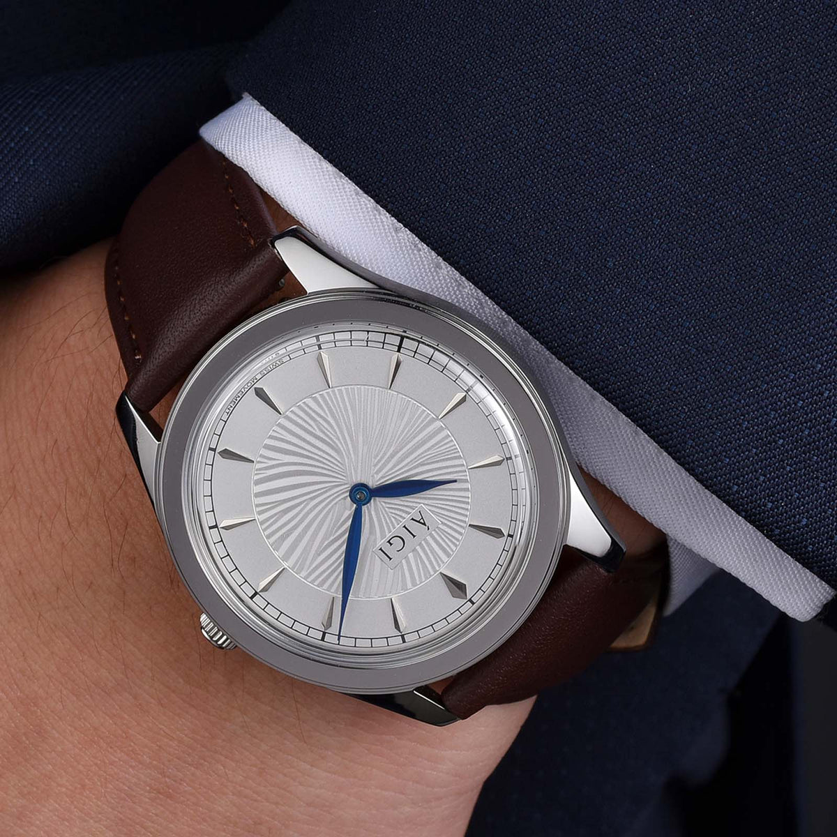 Glacier 38MM Men's Dress Watch | Brown Leather Strap | Swiss Movement